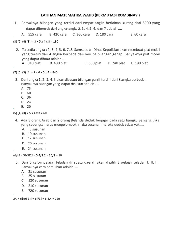 Latihan Matematika Wajib | PDF