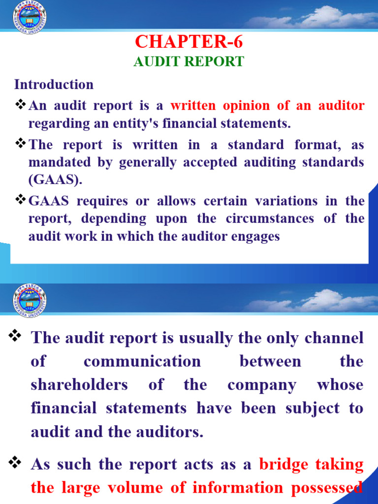 6 Auditing Principles and Practices-I Ch-6 | PDF | Auditor's Report | Financial Audit