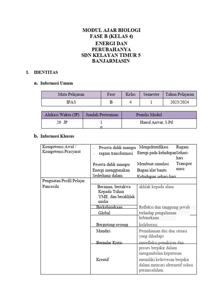 Modul Ajar Hairul Anwar | PDF