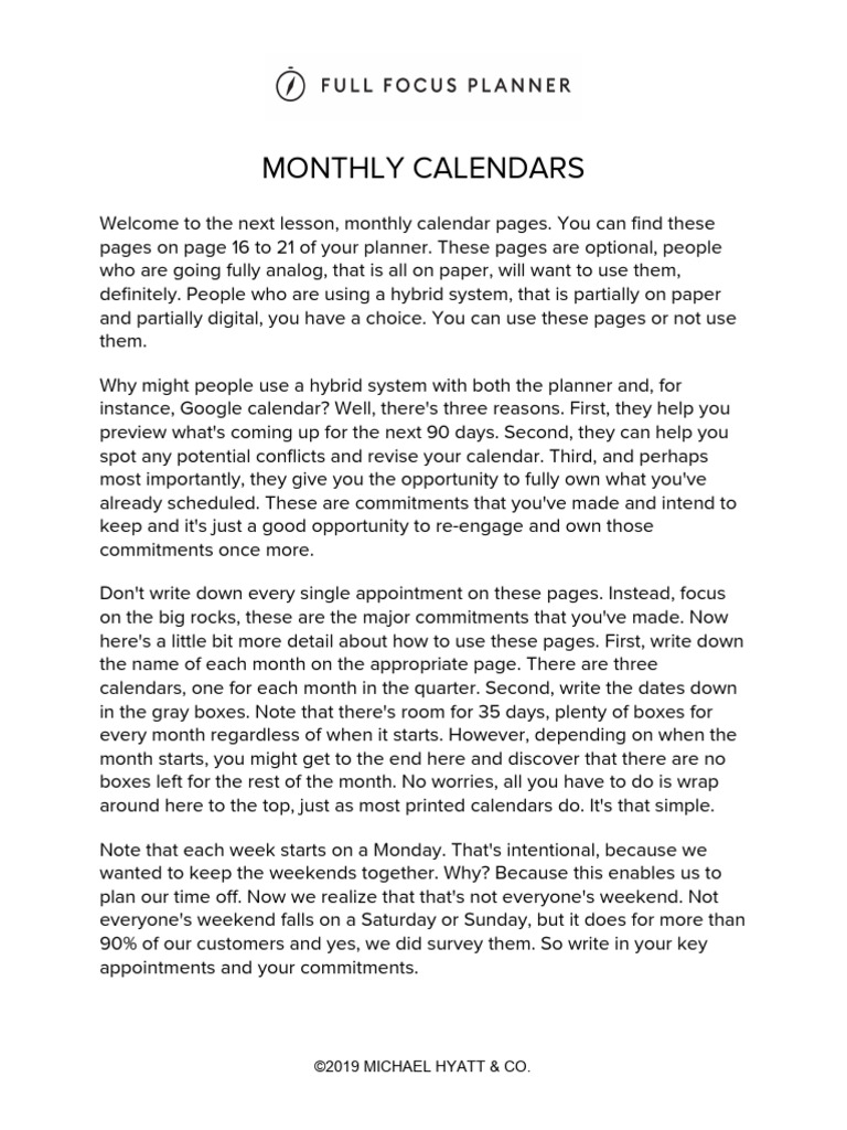 Monthly Calendars | PDF