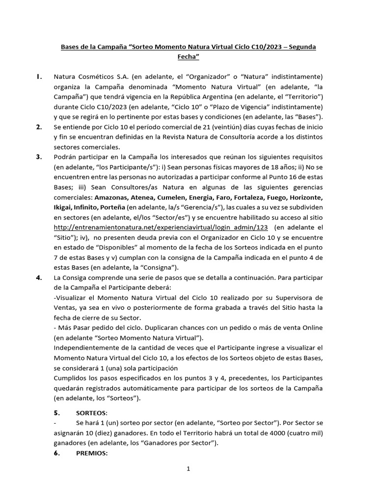 Bases y Condiciones Sorteo C10 Segunda Fecha1 | PDF | Justicia | Crimen y violencia