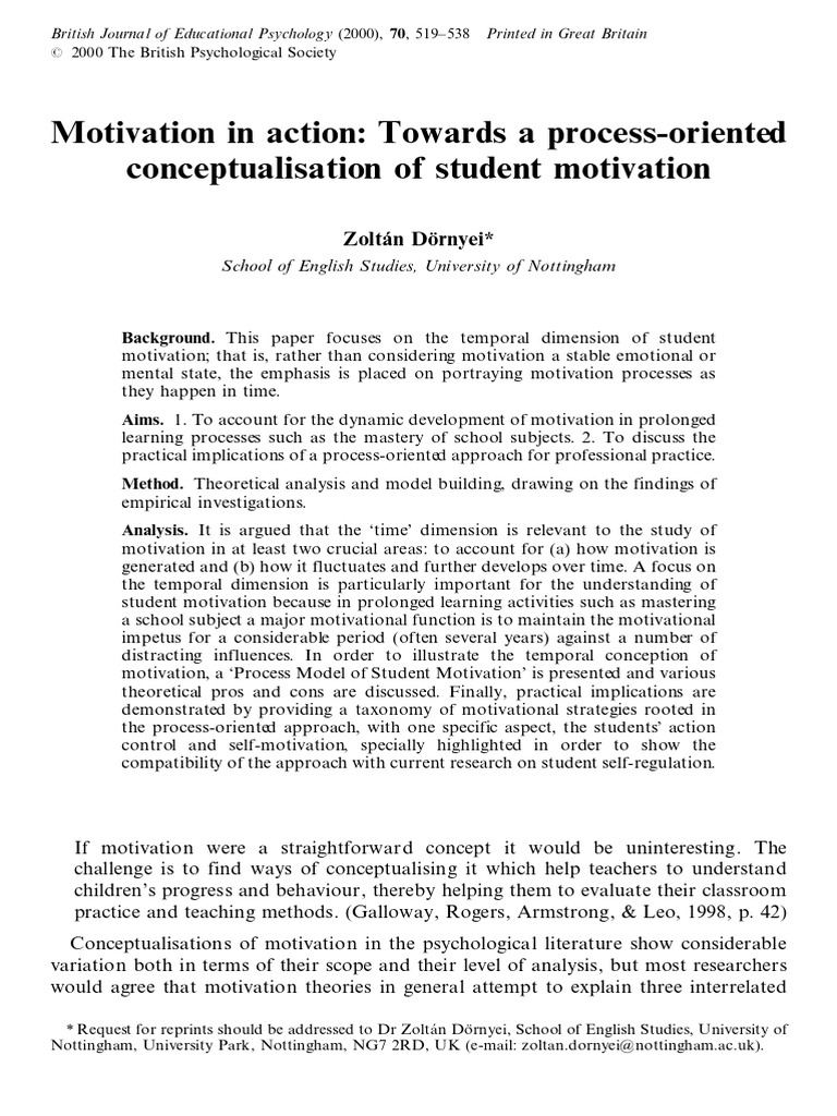Zoltan Dornyei Motivacao No Contexto Escolar | PDF | Motivation | Motivational