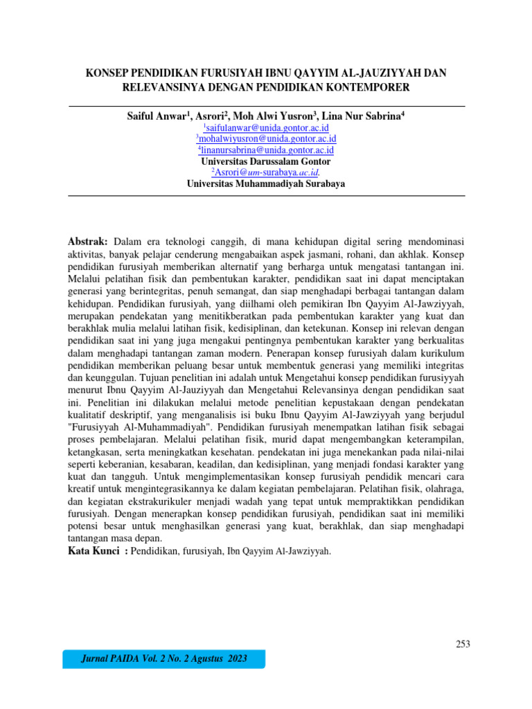 Konsep Pendidkan Furusiyyah Ibnu Qayyim | PDF