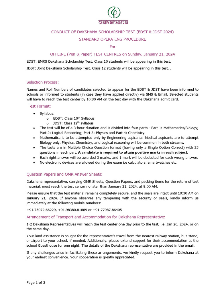 SOP - EDST & JDST 2024 - Offline | PDF | Envelope