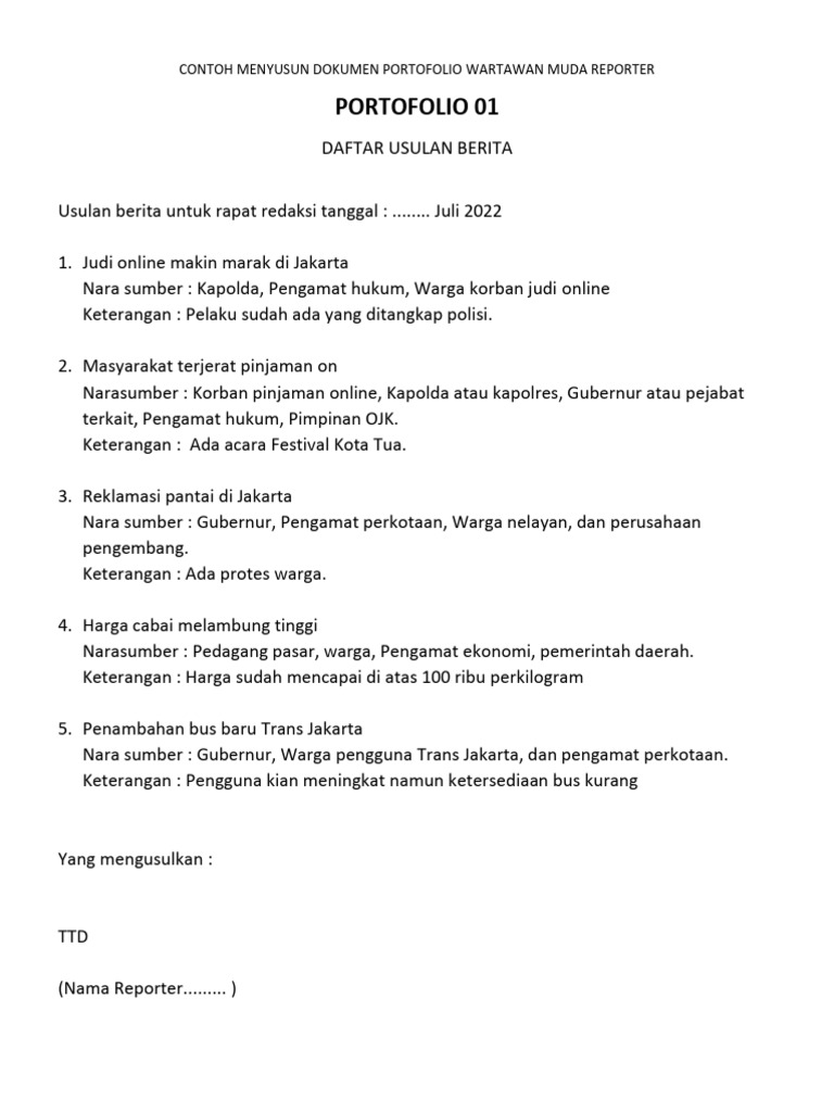 Cara Menyusun Portofolio Reporter | PDF