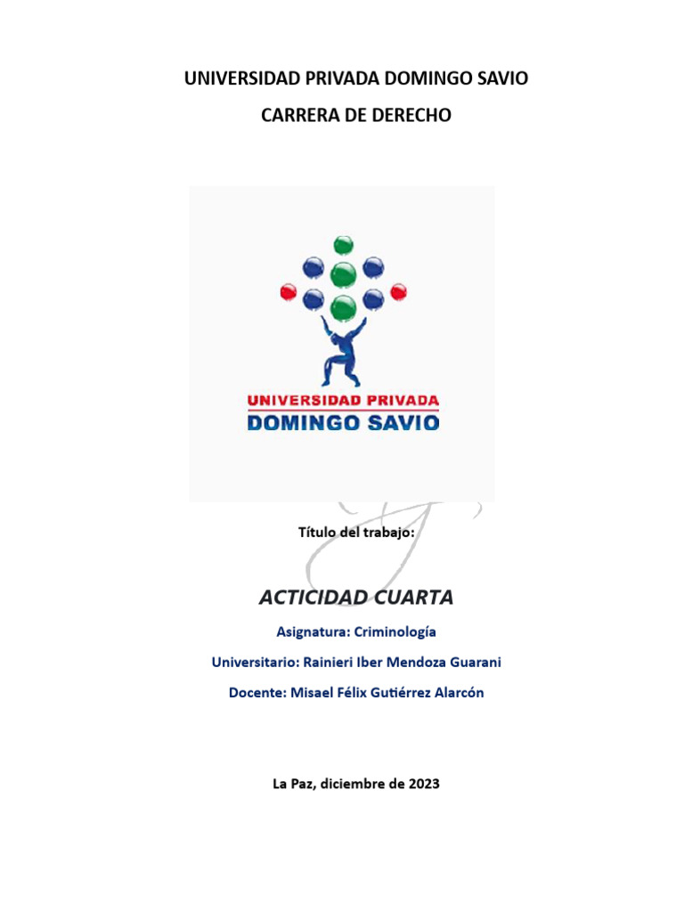 ACTIVIDAD CUARTA - Rainieri Mendoza | PDF | Victimologia | Criminología