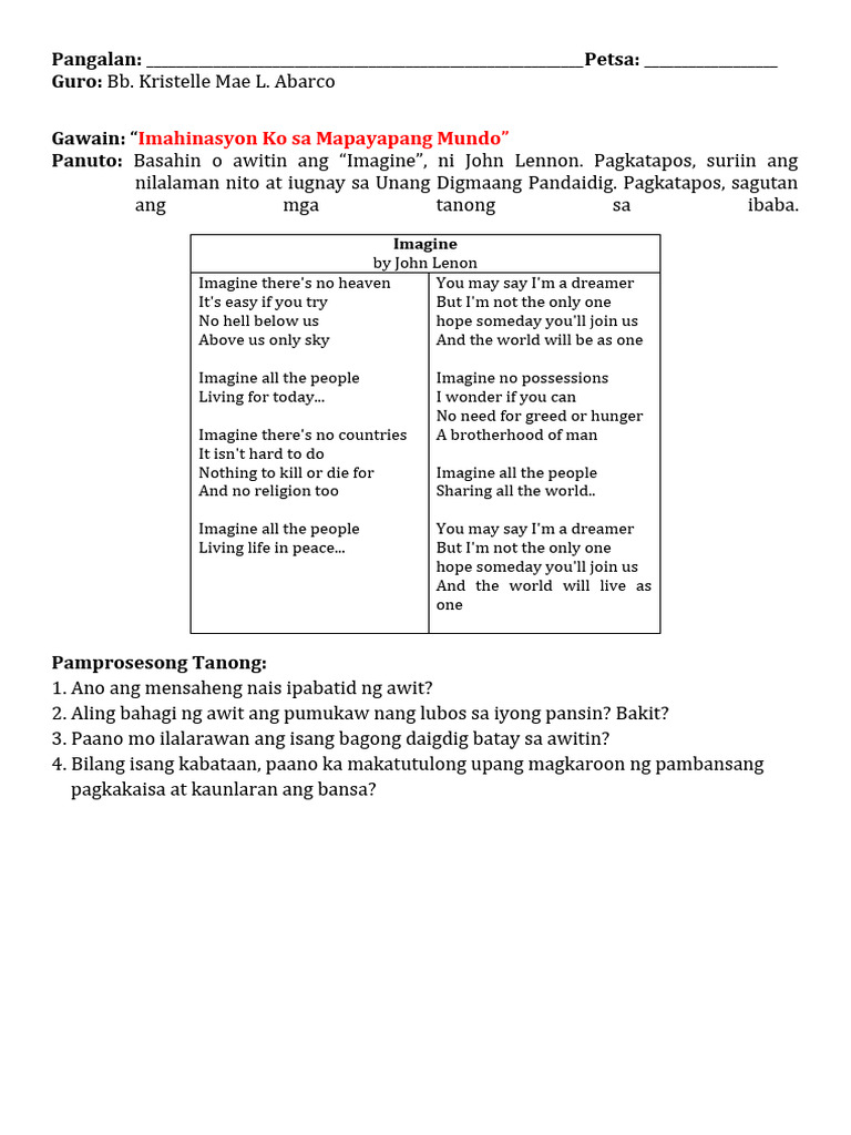 GAWAIN-Mga Bunga NG Unang Digmaang Pandaigdig | PDF