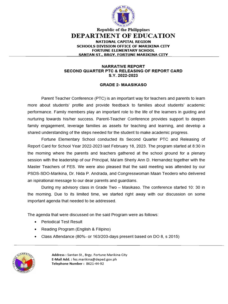 Q2 PTC Narrative Feb.182023 | PDF | Behavior Modification | Learning