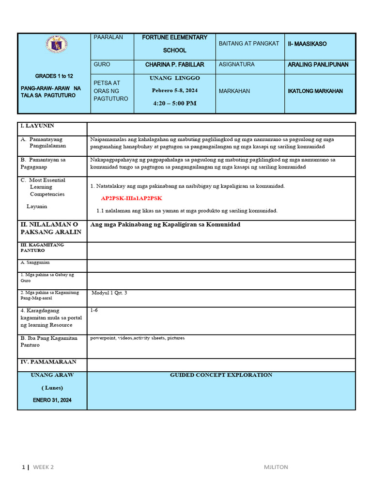 Ap DLL Q3 Week1 | PDF