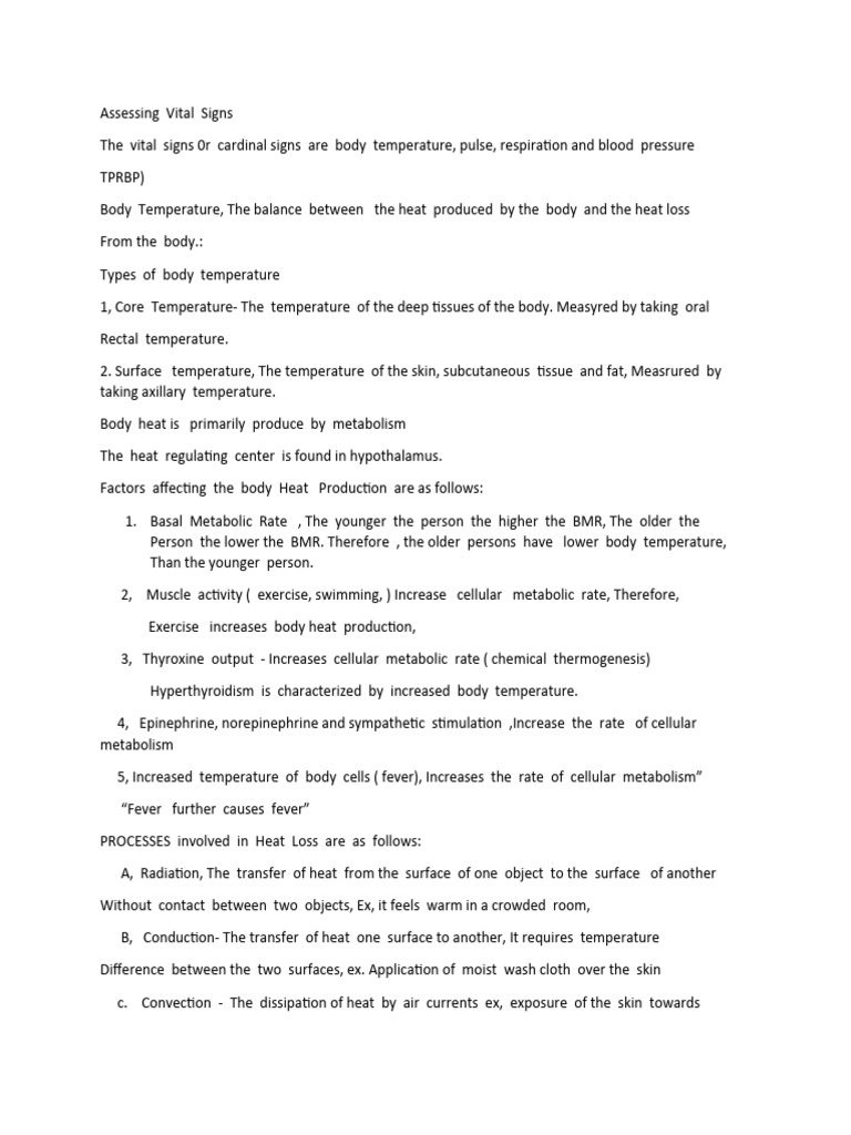 Assessing Vital Signs | PDF | Thermoregulation | Fever