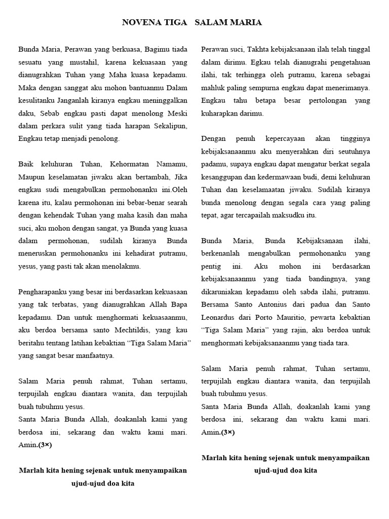 Novena Tiga Salam Maria | PDF | Pengembangan Diri | Agama & Spiritualitas