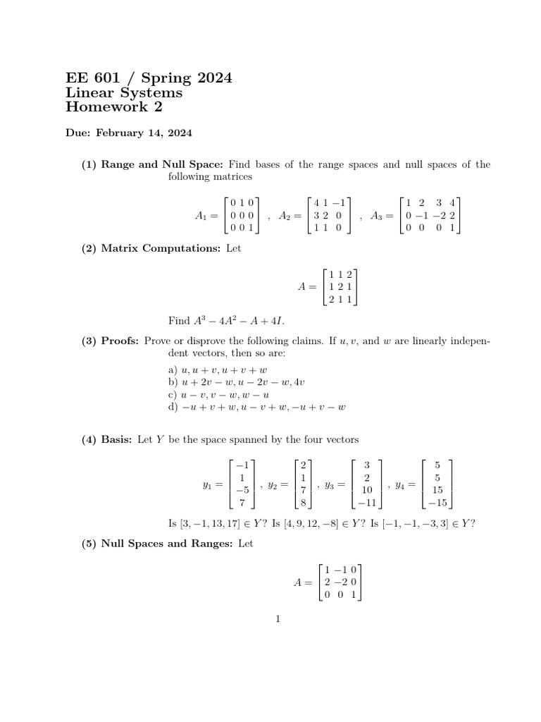 hw2 2024 | Download Free PDF | Eigenvalues And Eigenvectors | Matrix (Mathematics)