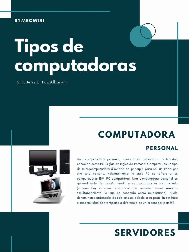02.-Tipos de Computadoras | PDF | Microcomputadoras | Computadoras ...