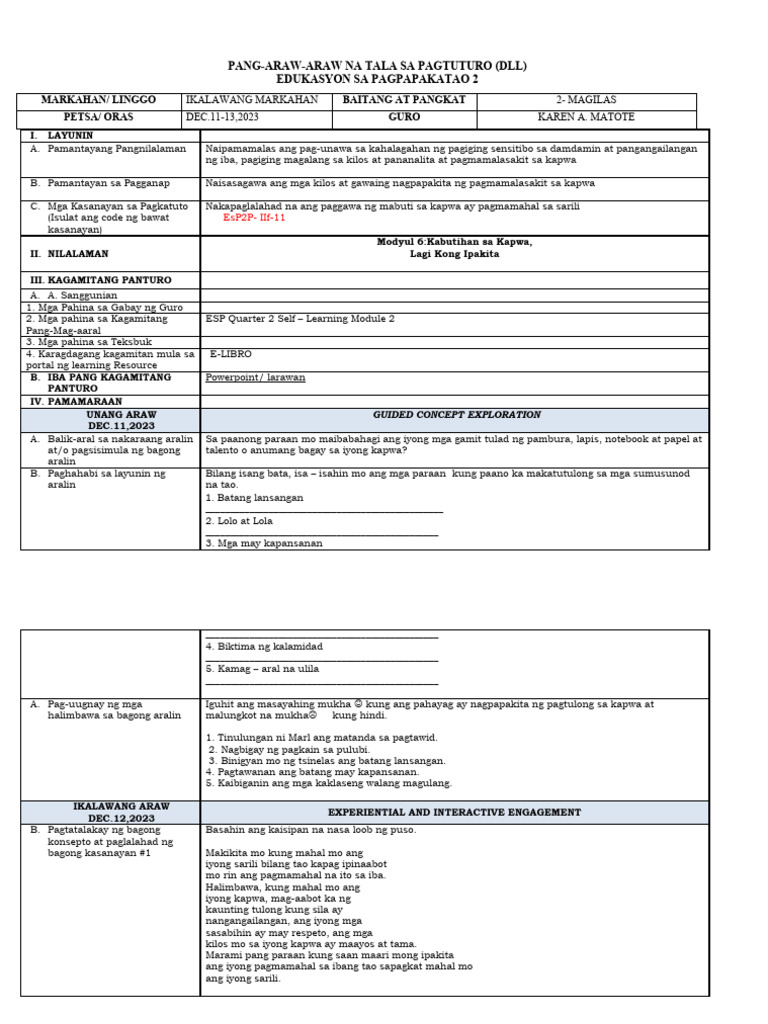 2ndquaterdll Esp Week6 | PDF