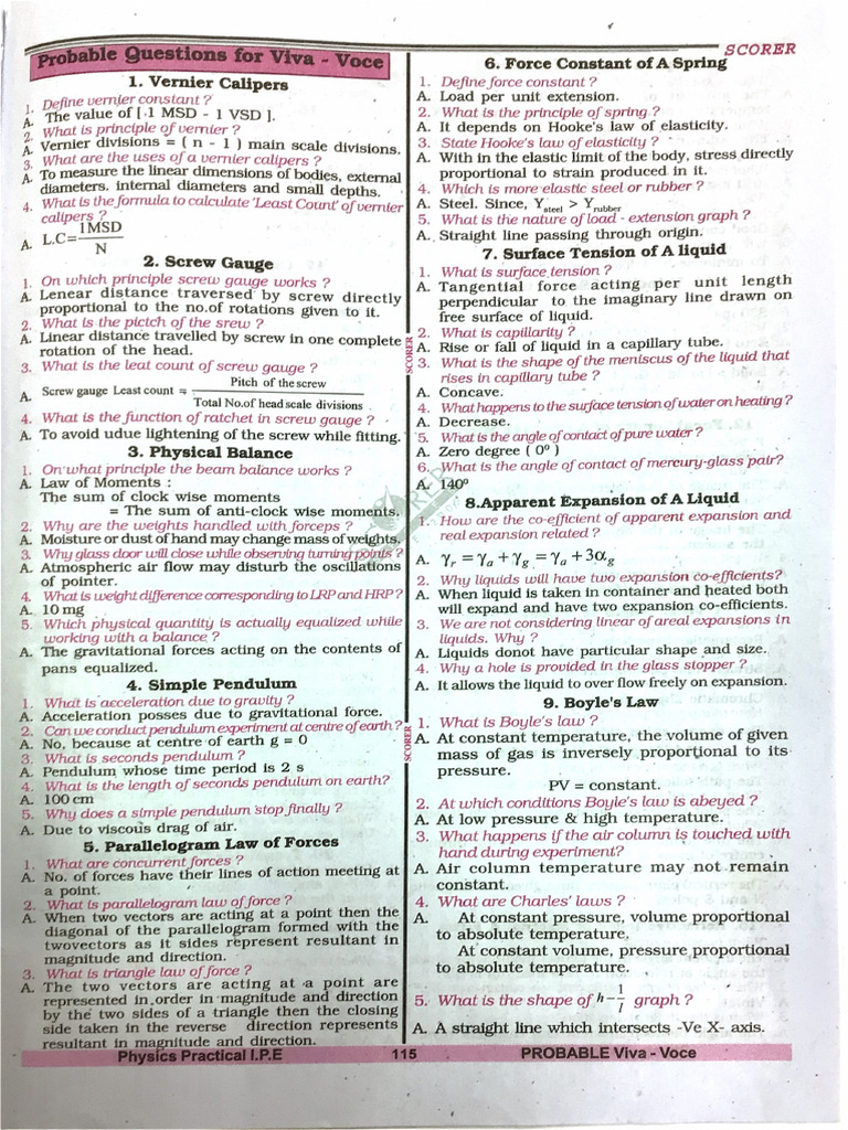 Physics viva questions | PDF