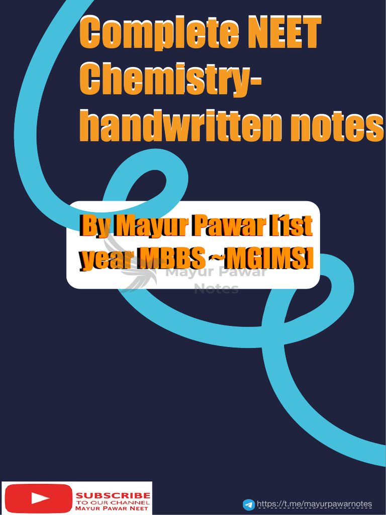 NEET Chemistry Handwritten Notes by Mayur Pawar | PDF | Redox | Atoms
