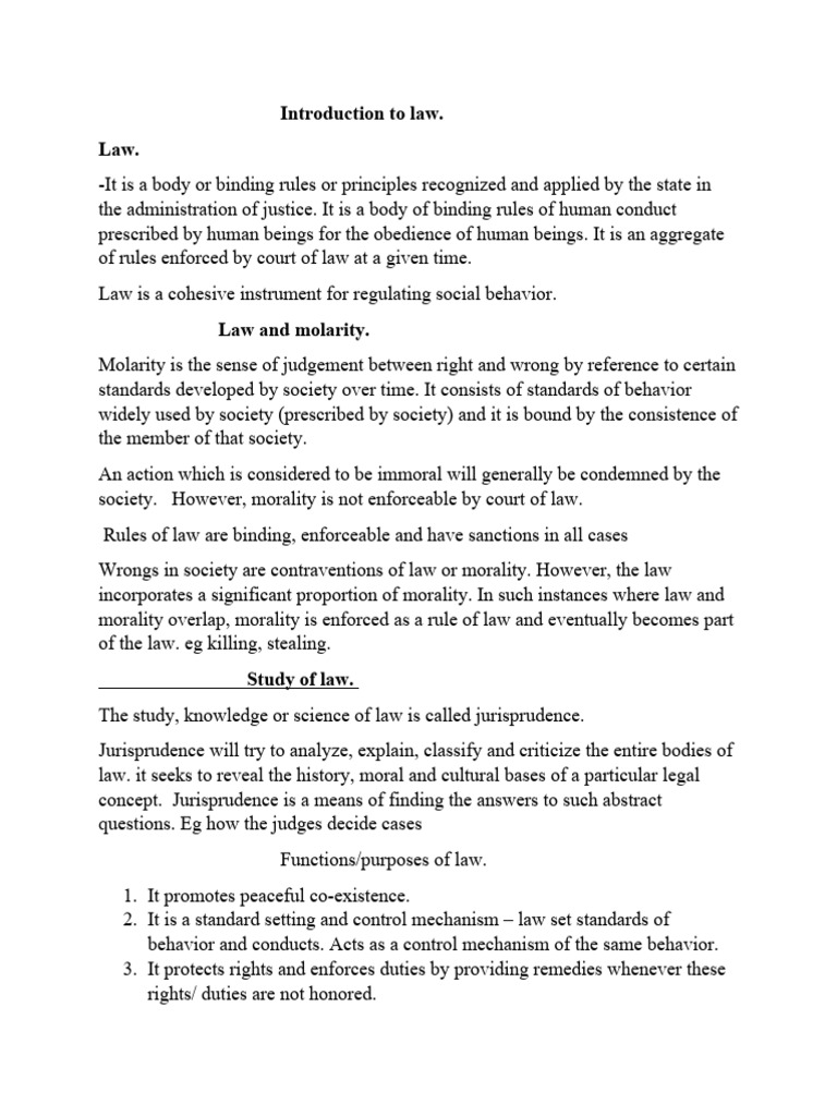 Introduction To Law | PDF | Tort | Constitution