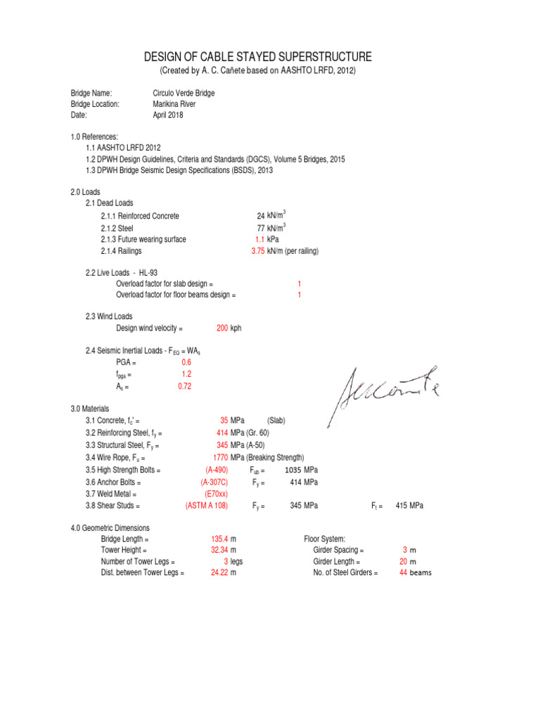 Design Calculations | PDF | Bridge | Structural Engineering