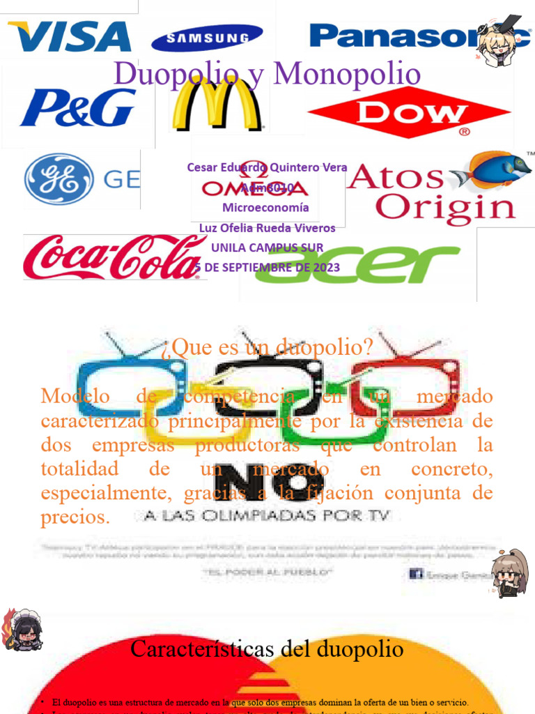 Duopolio y Monopolio Cesar Quintero ADM3010 Microeconomia | PDF ...