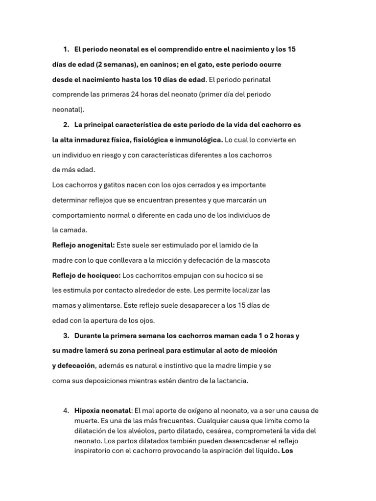 El Periodo Neonatal Es El Comprendido Entre El Nacimiento y Los 15 ...