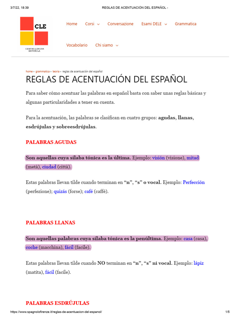 Reglas de Acentuación Del Español | PDF | Unidades Semánticas | Voz humana