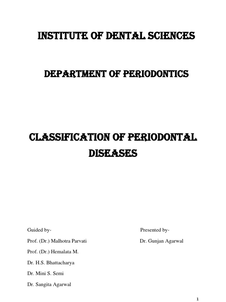 Classification of Periodontal Diseases | PDF | Human Tooth | Health ...