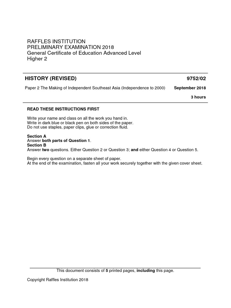 RI H2 HIST P2 Questions | PDF | South China Sea | Diplomacy