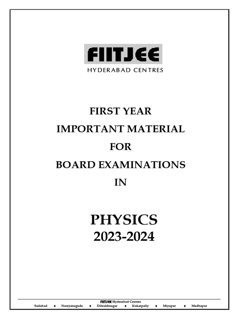 First Year Physics Ipe Material 2023 | PDF | Force | Acceleration