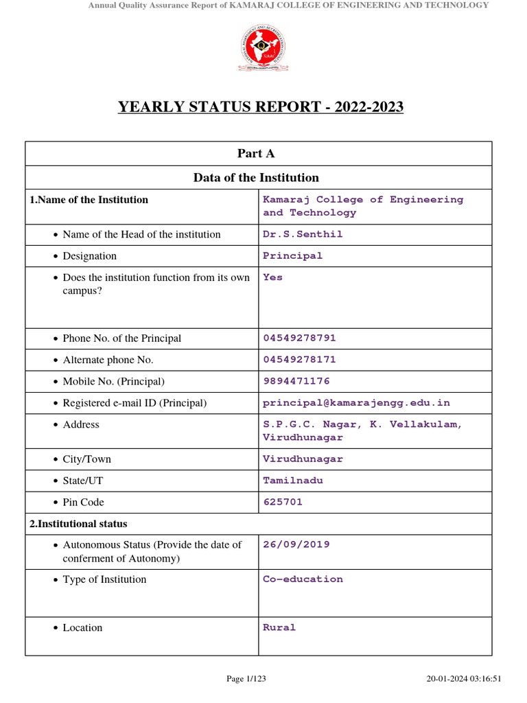 AQAR 2022 - 2023 - Yearly Status Report | PDF | Educational Technology ...