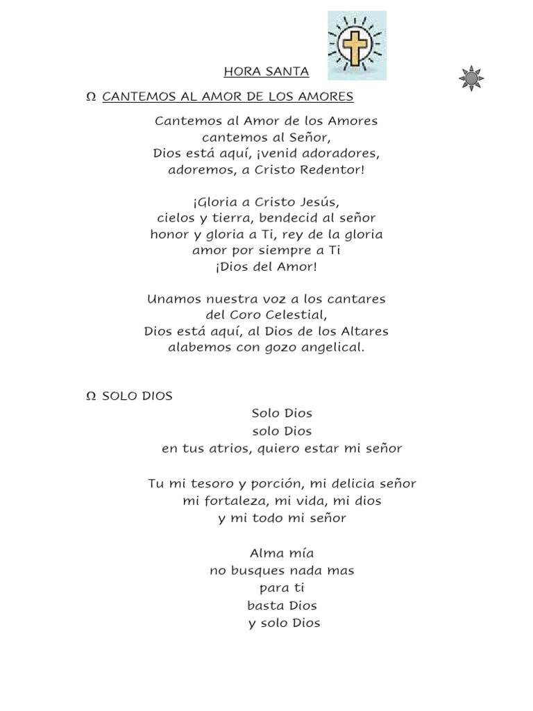 HORA SANTA - Coro Católico - Elegidos | PDF | Amor | Cristo (título)