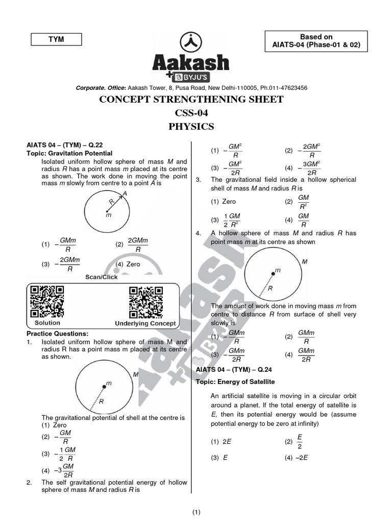 TYM Test 04: Physics Concept Sheet | PDF | Muscle Contraction | Orbit