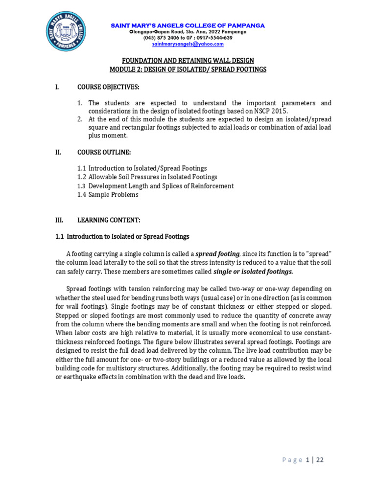 Module 2 - Foundation Retaining Wall Design - 2024 | PDF | Foundation (Engineering ...
