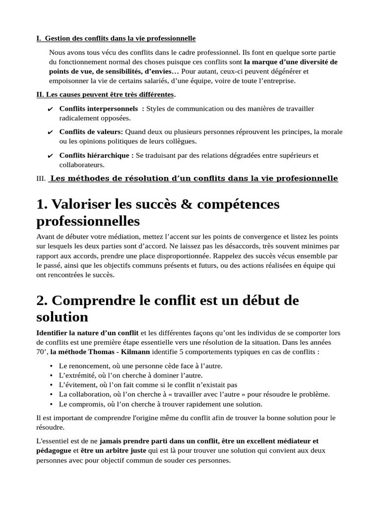 Gestion efficace des conflits au travail | PDF | Résolution de conflit ...