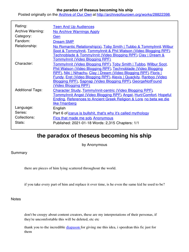 The Paradox of Theseus | PDF