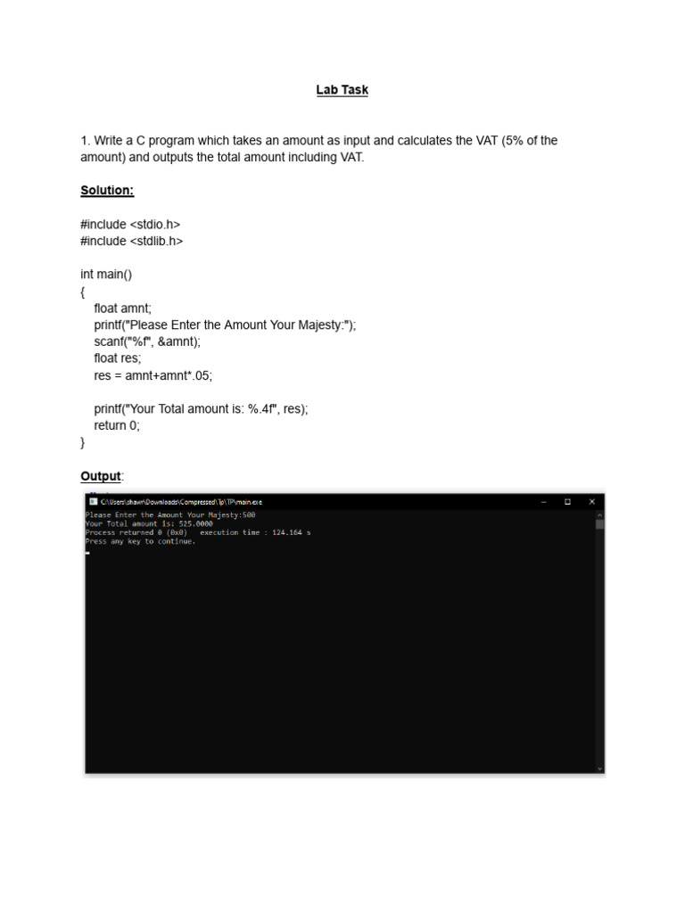 Lab Task01 | PDF | Computer Programming | Computing Lab Task01 | PDF | Computer Programming | Computing