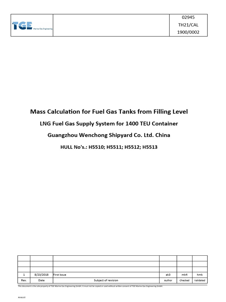 LNG Mass Calculation for Fuel Tanks | PDF | Density | Liquefied Natural Gas