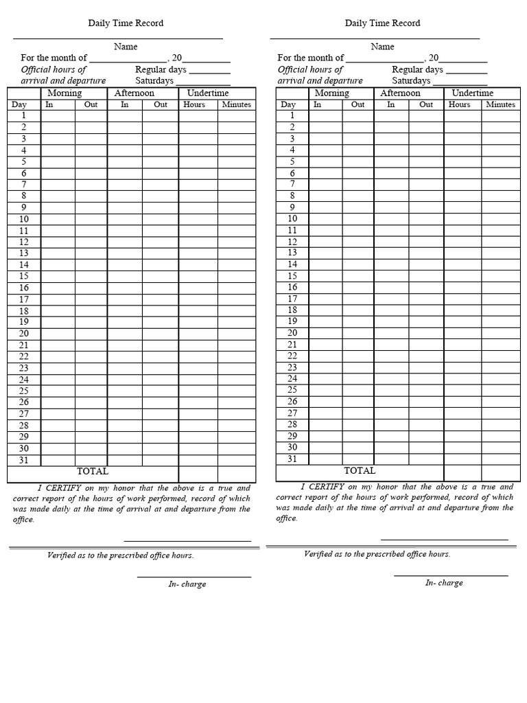 Daily Time Record | PDF