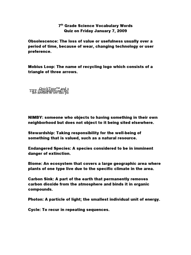 7th Grade Science Vocabulary Words | PDF