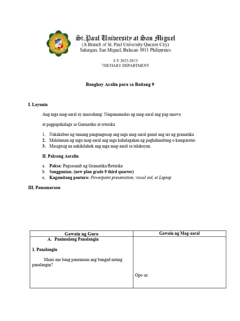 Rama-At-Sita Lesson Plan Sir Aljon | PDF