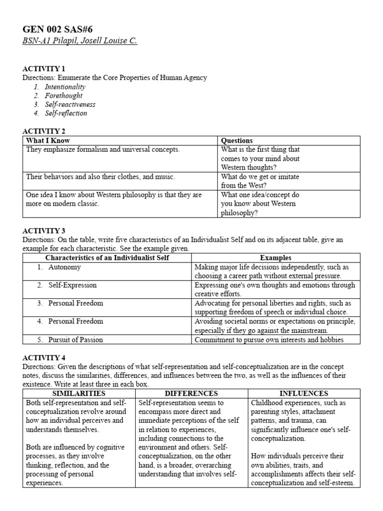 Gen 002 Sas#6 | PDF | Self Concept | Self