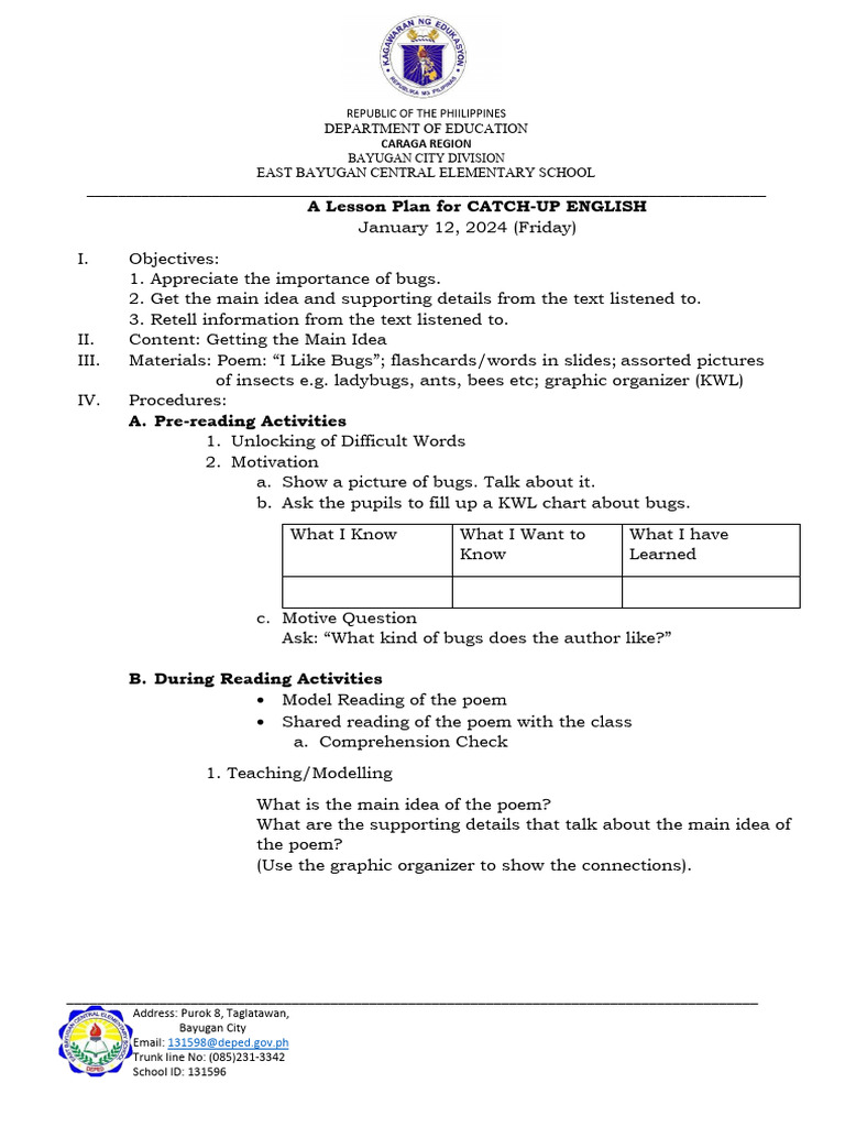 Lesson Plan For Catch-Up Fridays (English IV) | PDF | Human Communication | Behavior Modification