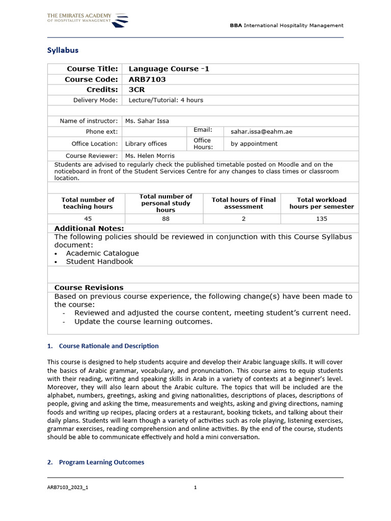 ARB7103 Syllabus | PDF | Learning | Cognitive Science