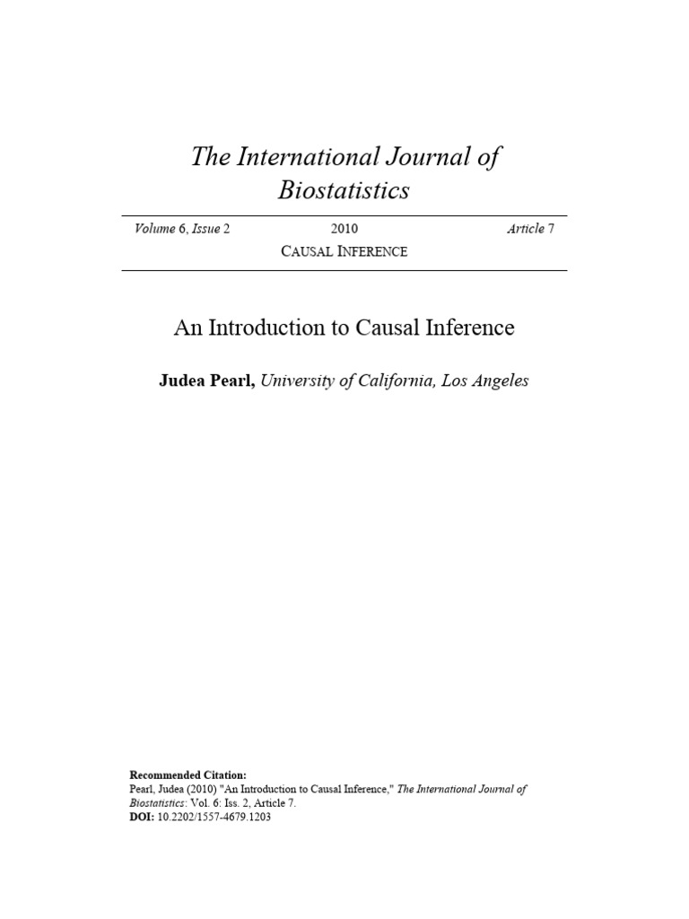 The International Journal of Biostatistics: An Introduction To Causal ...