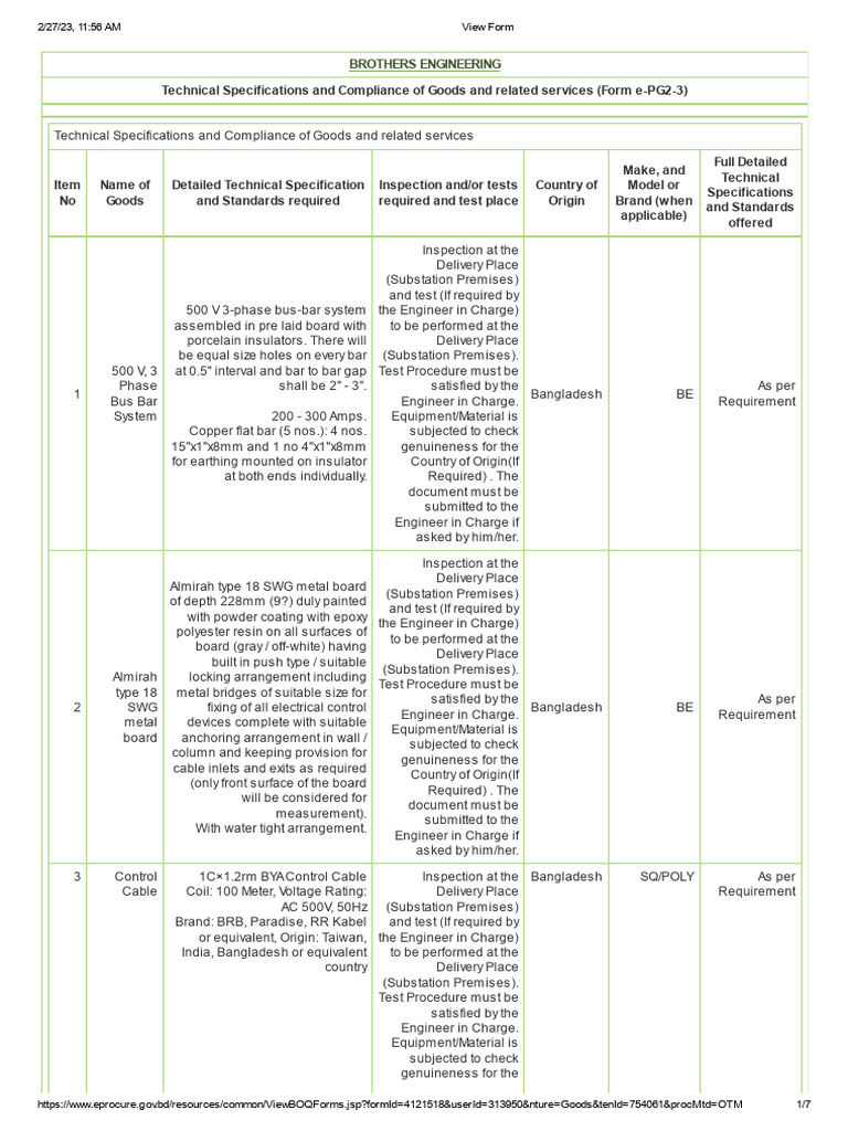 Technical Specification | PDF