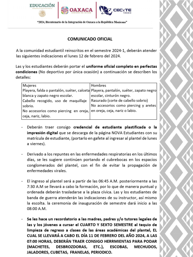 Comunicado Oficial | PDF