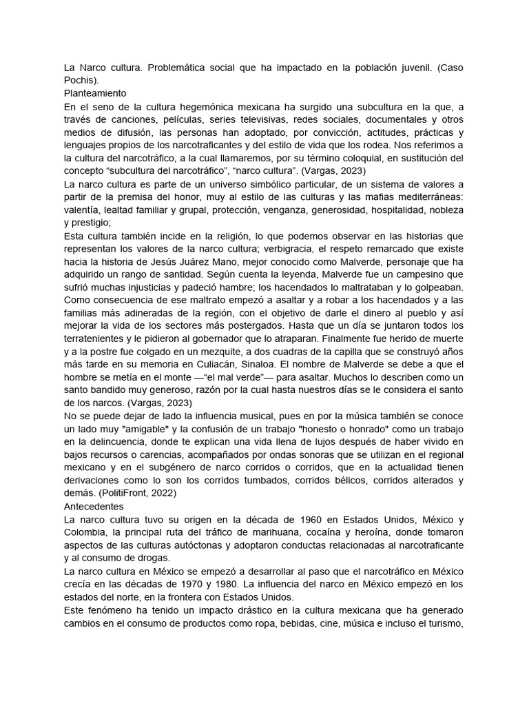 Impacto de la Narco Cultura en Jóvenes | PDF | Comercio ilegal de ...