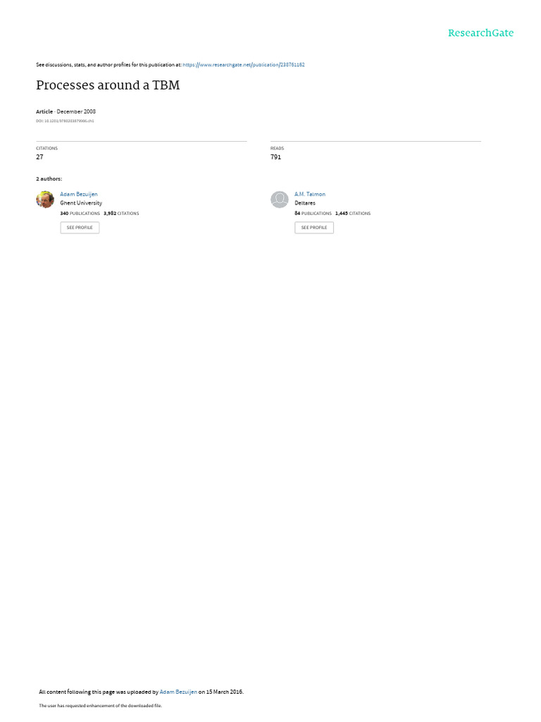 Processes Around A TBM | PDF | Stress (Mechanics) | Pressure