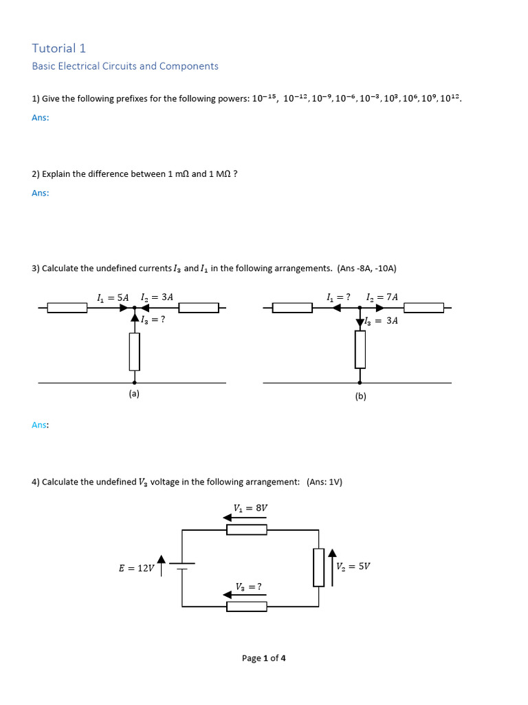Tutorial1 Basic | PDF | Electrical Resistance And Conductance | Voltage