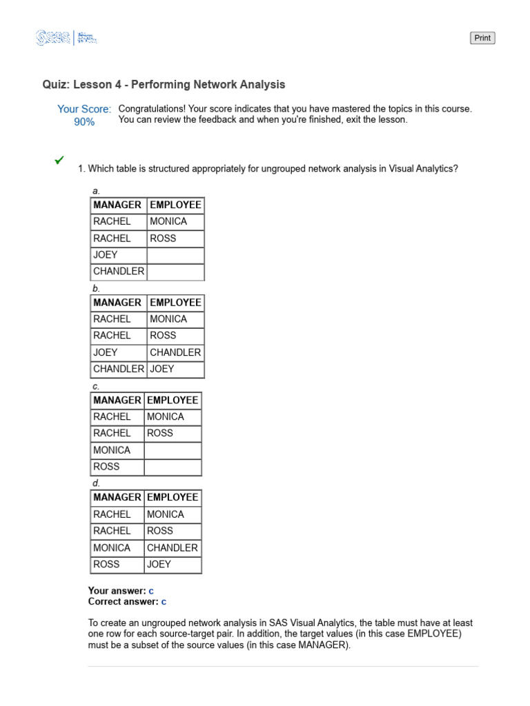 Quiz Feedback SAS 2 4 | PDF | String (Computer Science) | Data