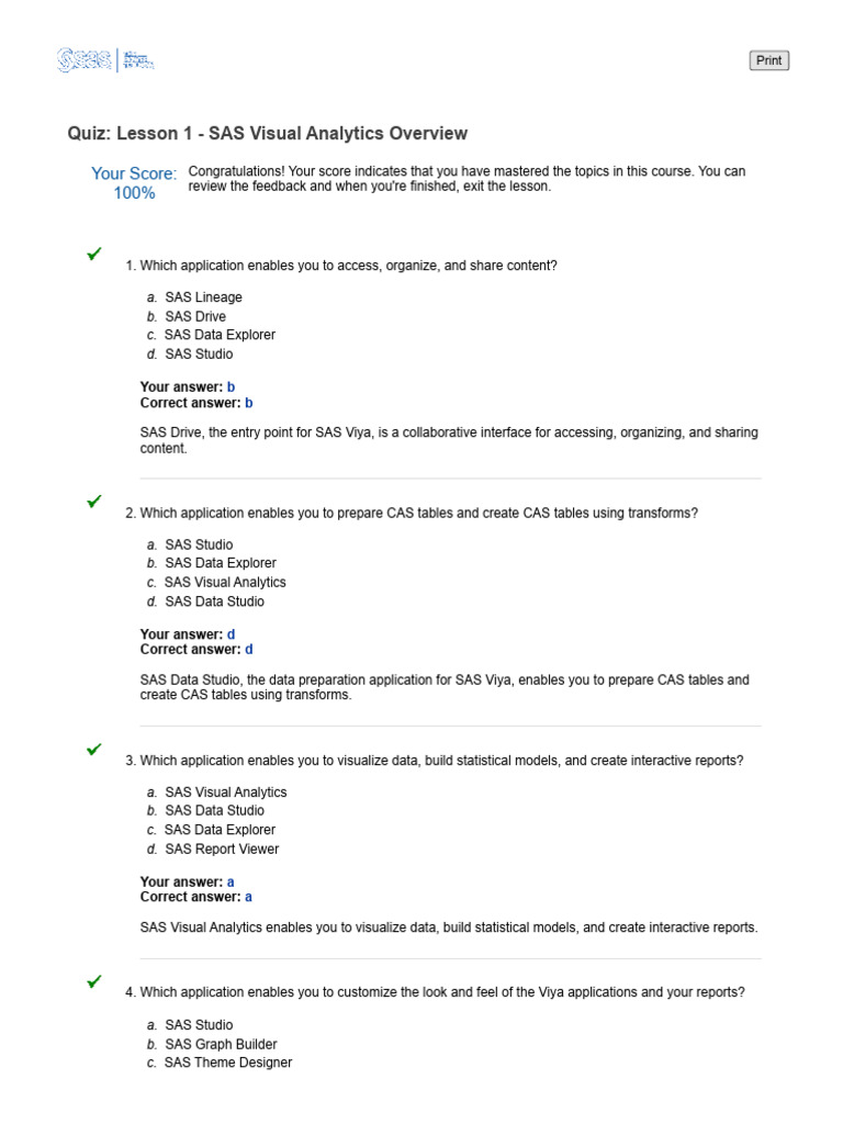 Quiz Feedback sas 2 1 | PDF | Sas (Software) | Analytics